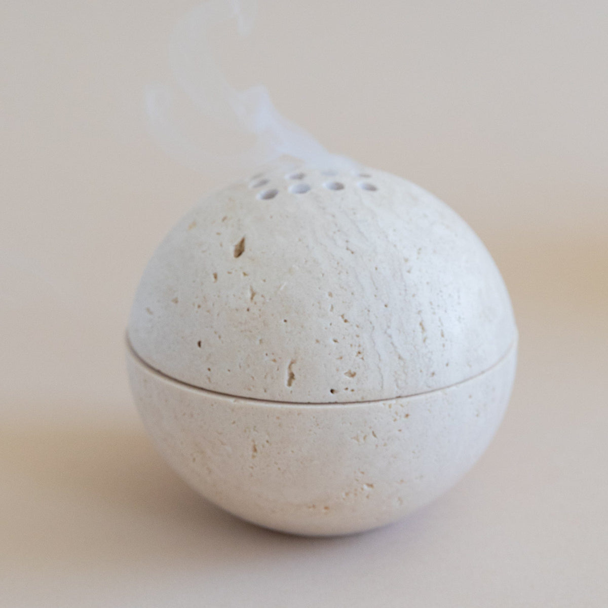 Round Smudge Bowl in Travertine