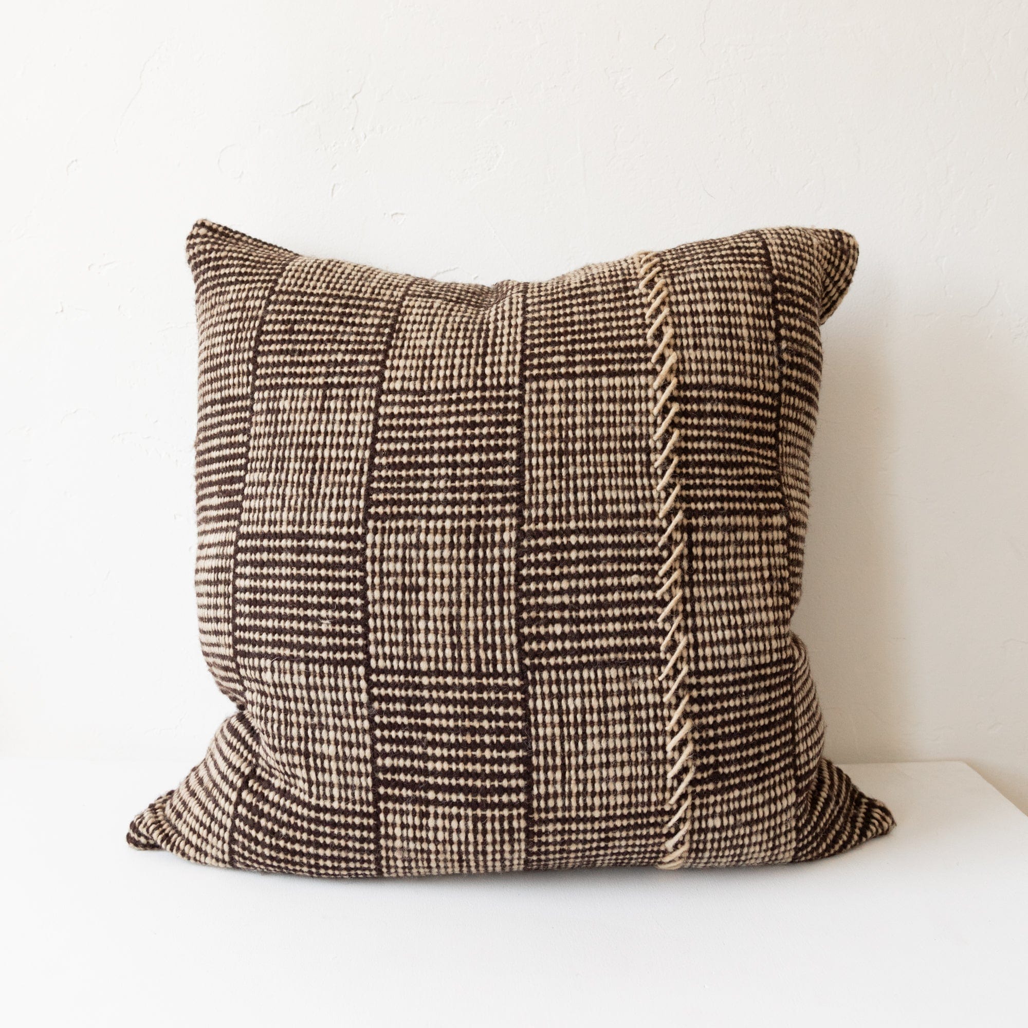Square Stripe Makun Pillow in Brown Oatmeal by Treko