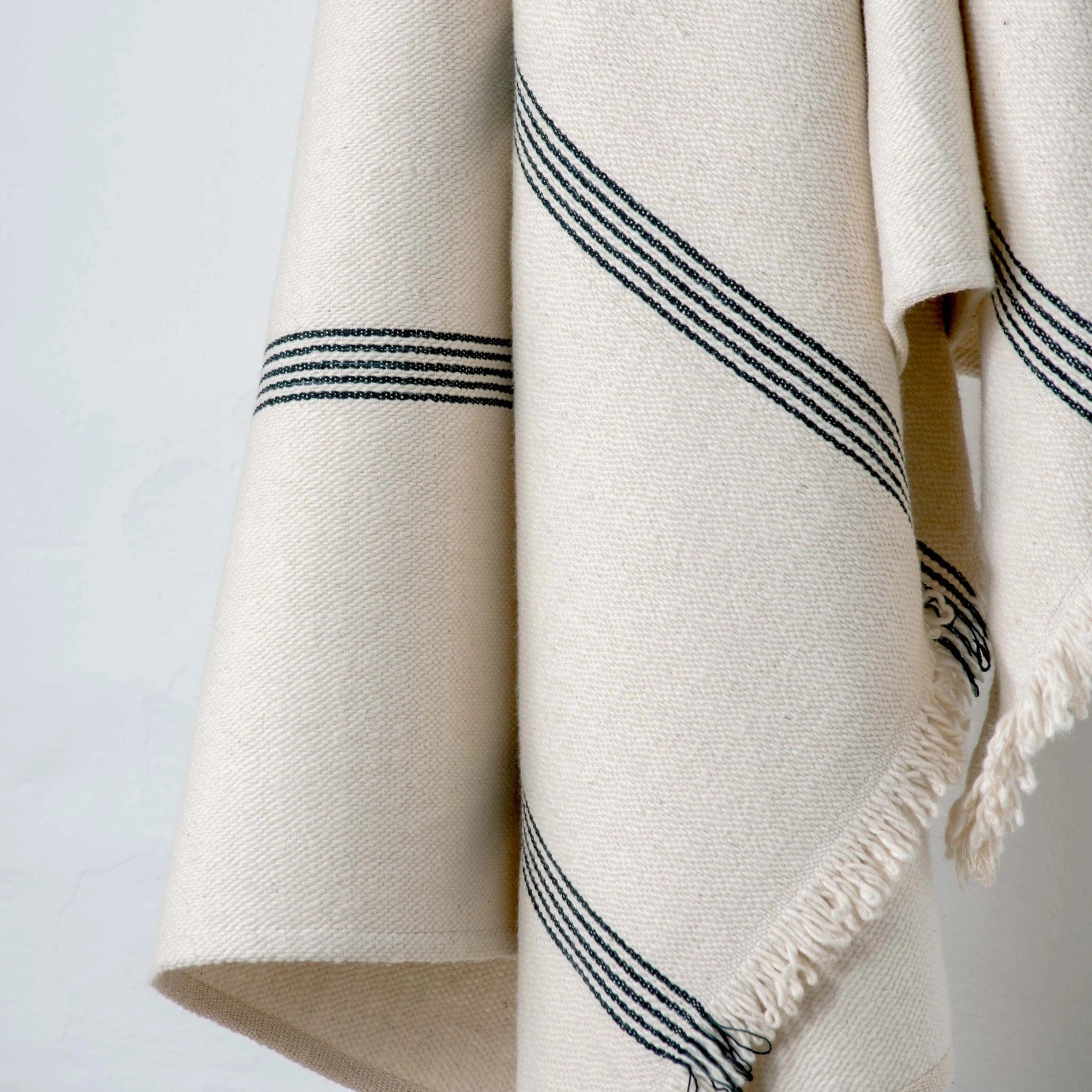 Rustic Cotton Throw with Stripes